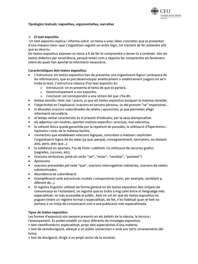Tipologies Textuals+exemples | PDF