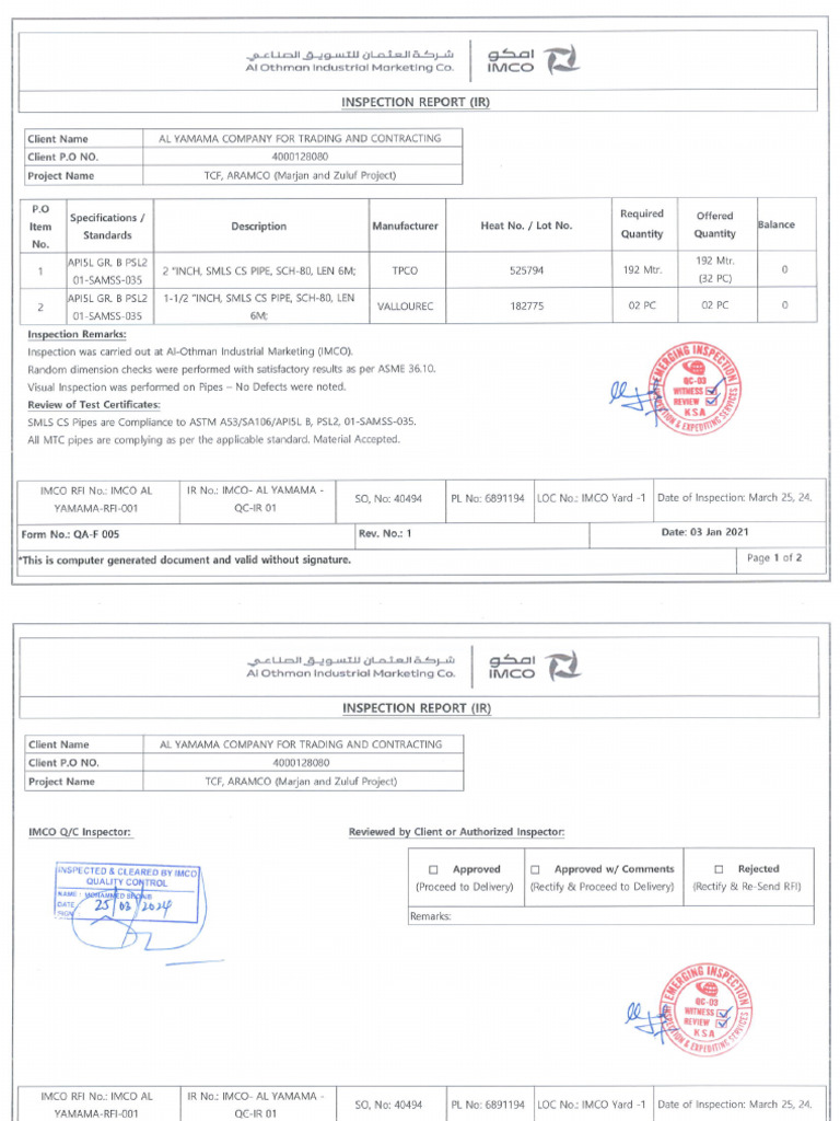 Inspected Doc. IMCO | PDF