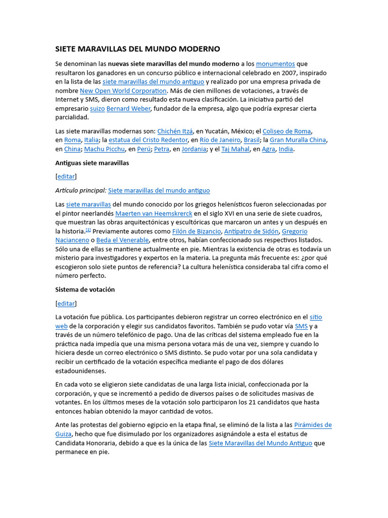 Siete Maravillas Del Mundo Moderno | PDF