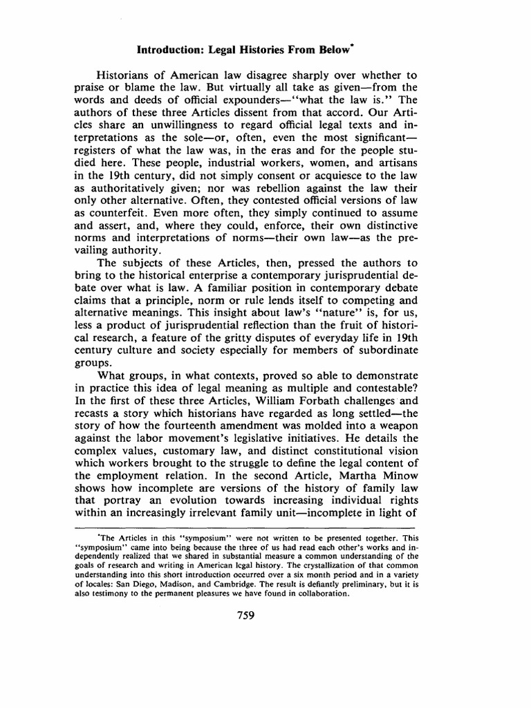FORBATH, William E., HARTOG, Hendrik, MINOW, Martha. "Introduction ...