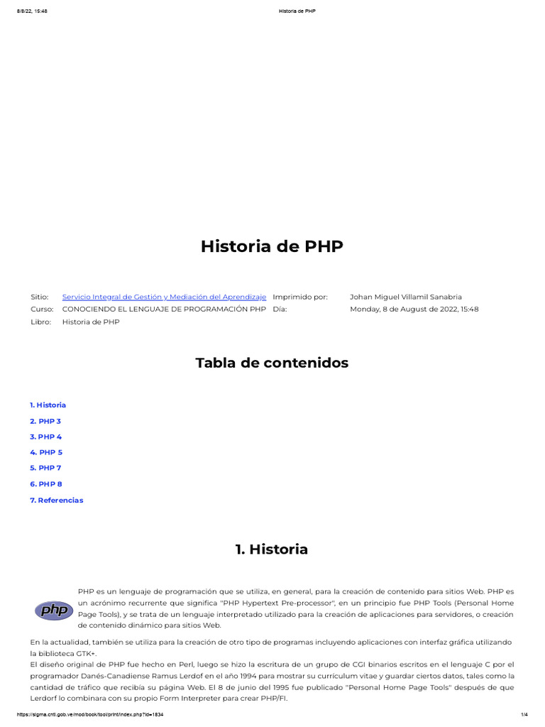 Historia de PHP | PDF | Php | Informática