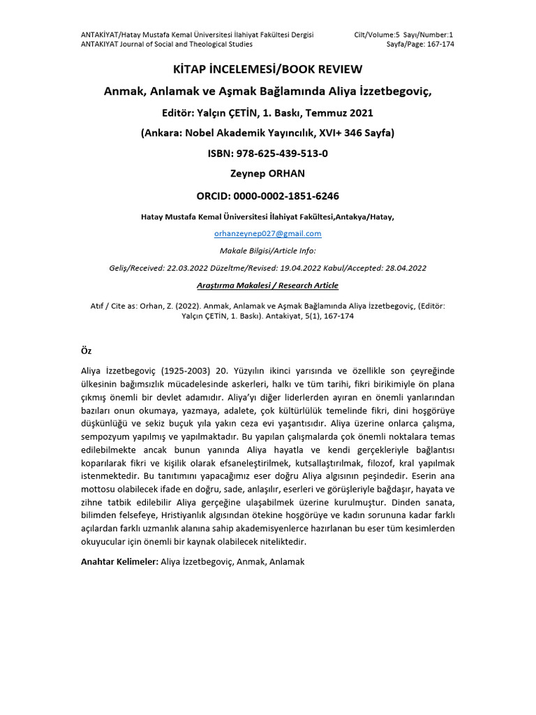 Anmak, Anlamak ve A__mak Ba__lam__nda Aliya __zzetbegovi__[#1091517]-2324868 | PDF
