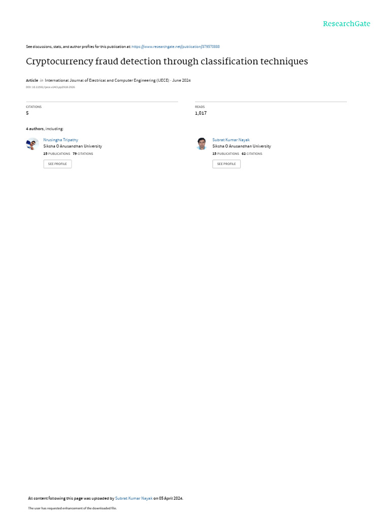 Crypto Currency Fraud Detection Through Classification Techniques | PDF ...