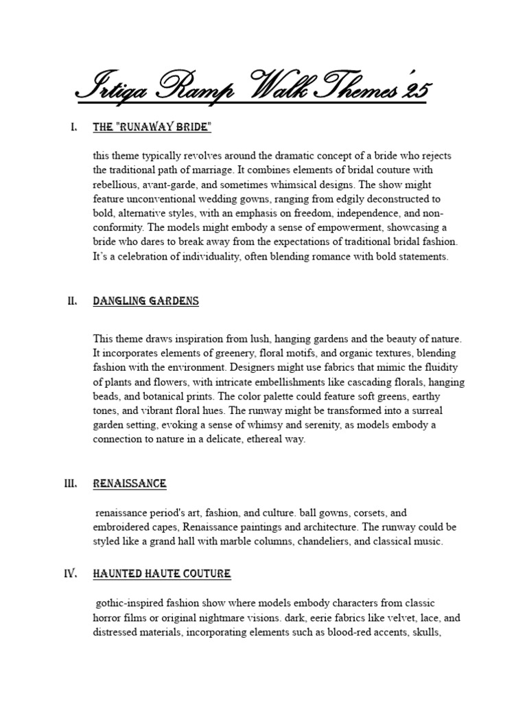 Irtiqa Ramp Walk Themes | PDF | Fashion | Trousers