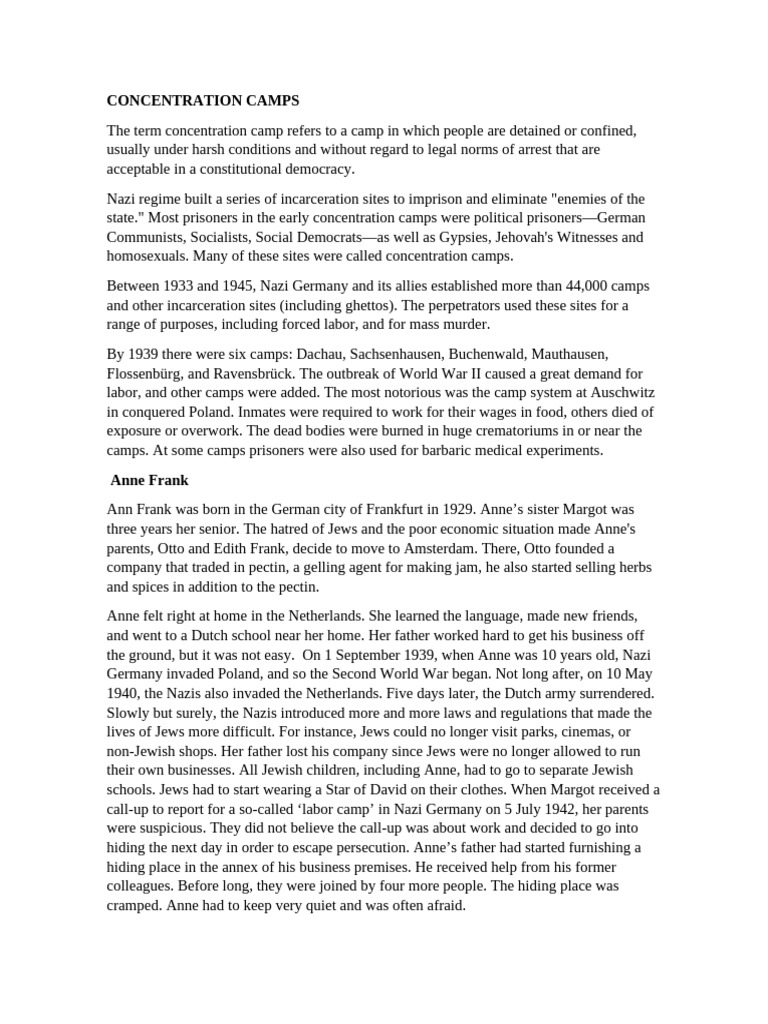History of Nazi Concentration Camps | PDF | Nazi Concentration Camps ...
