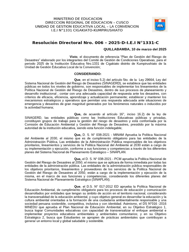 RD Aprobacion Plan GRD 2025 | PDF