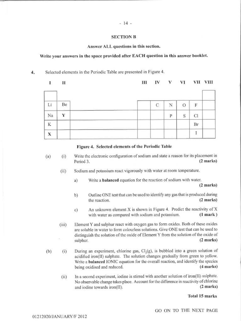 Past Paper Question - Elements of The Periodic Table | PDF