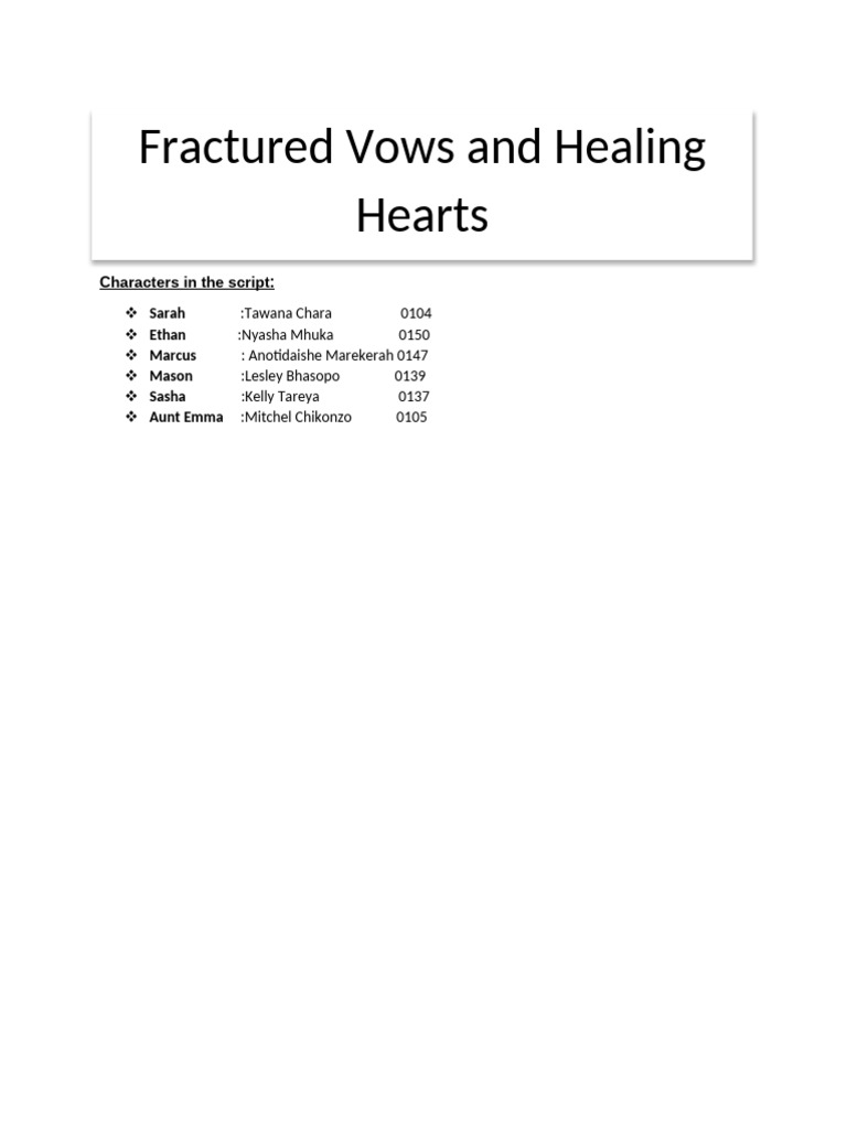 Fractured Vows: A Healing Drama Script | PDF