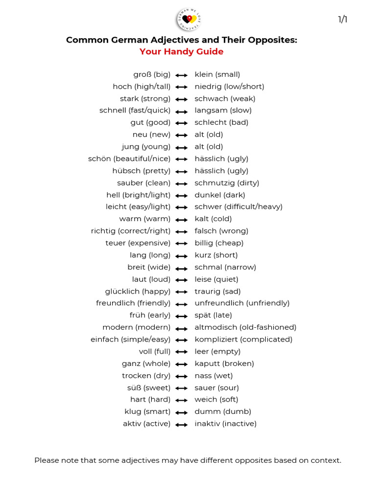 Adjectives and Opposites | PDF