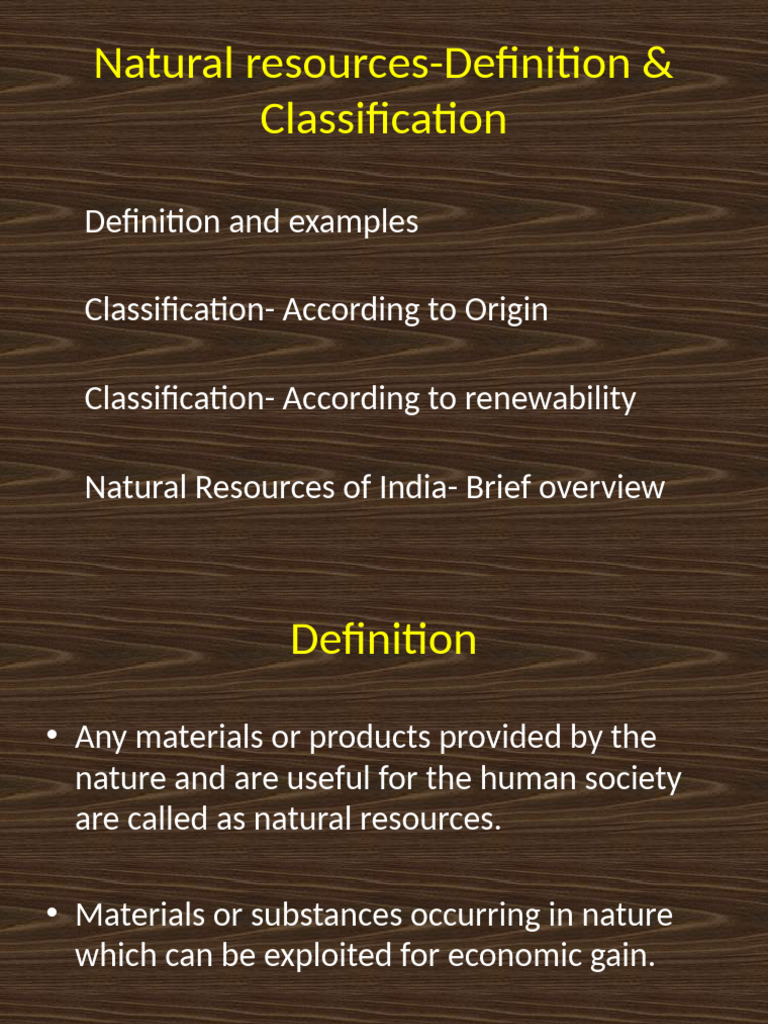 Natural Resources-Definition & Classification | PDF