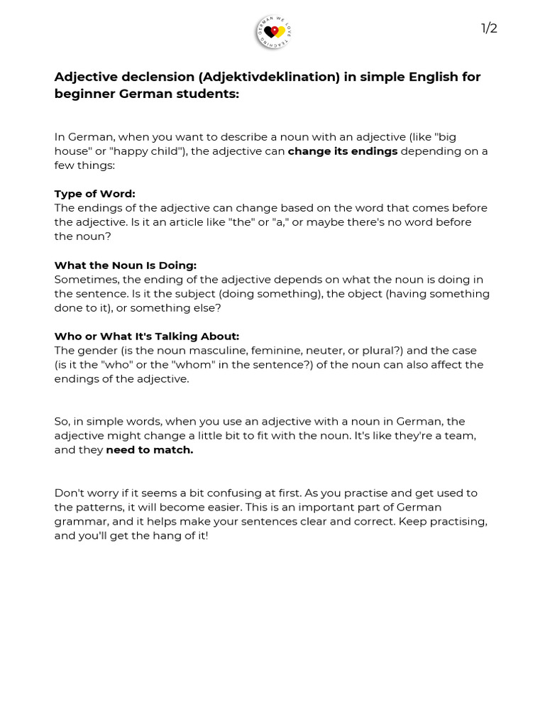 Adjective declension | PDF