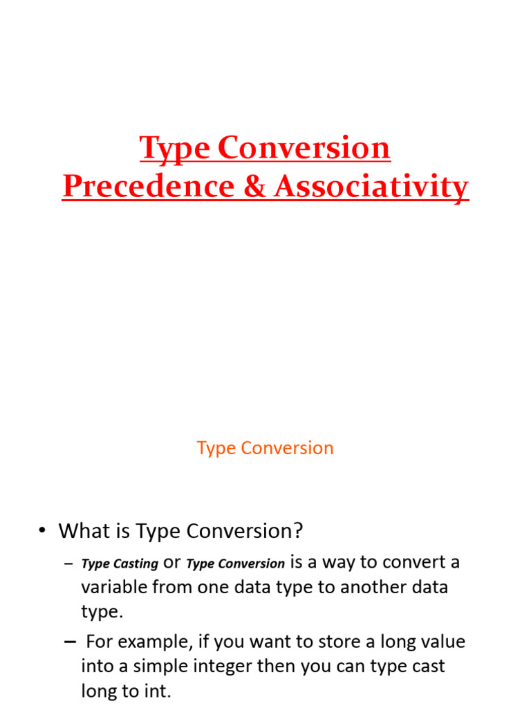 C ProgType Conversion, Precedence and Associativity | PDF | Data Type | Computer Programming