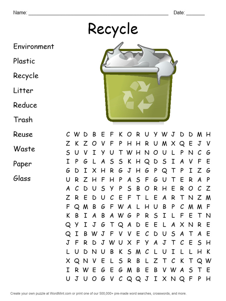 Recycling Puzzle Activity | PDF