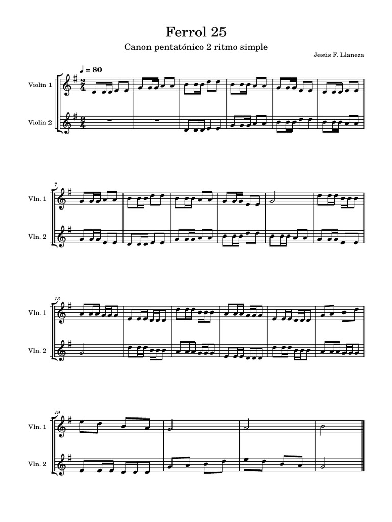 Canon Pentatónico 2 Ritmo Simple | PDF