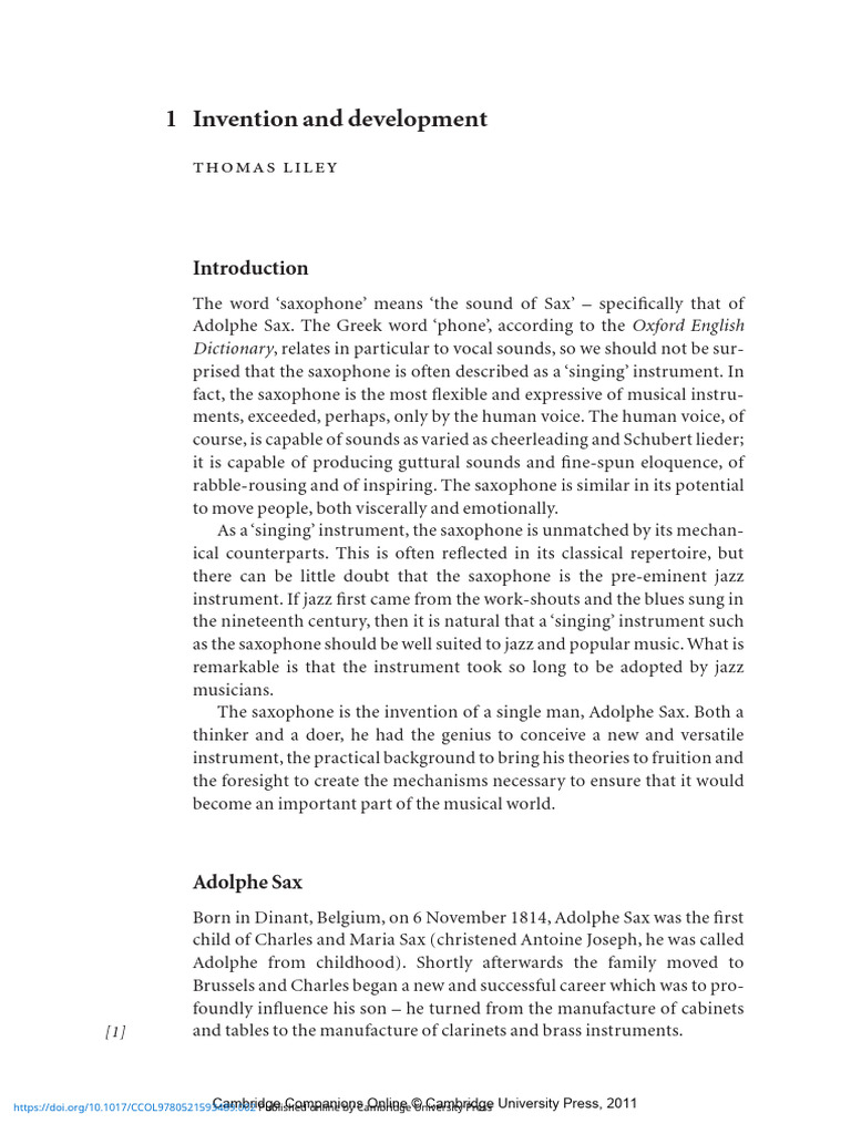 Invention and Development | PDF | Saxophone | Musical Instruments