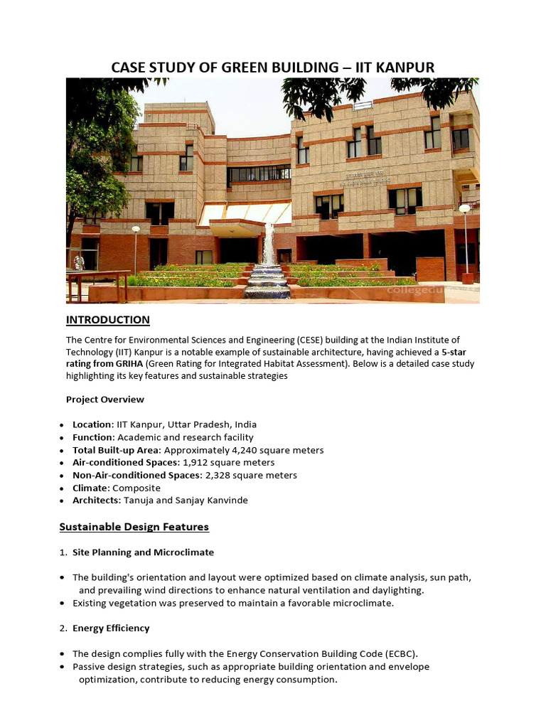 Case Study of Green Building - Iit Kanpur | PDF | Green Building | Waste
