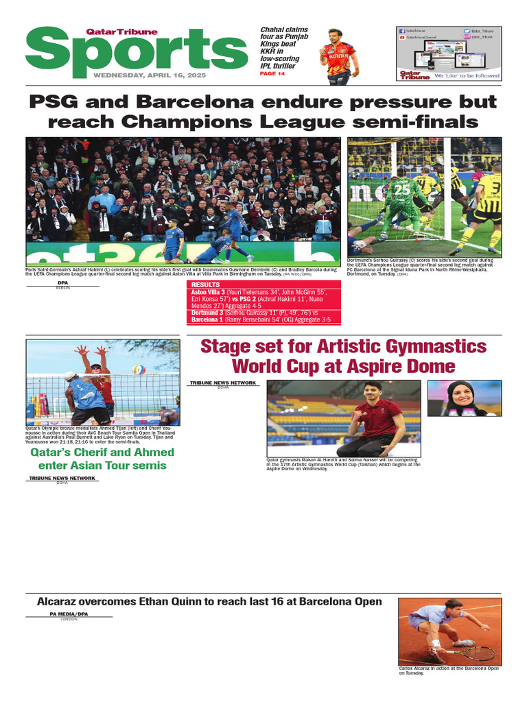 PSG and Barcelona Reach Semis | PDF | Uefa Champions League | Association Football Teams