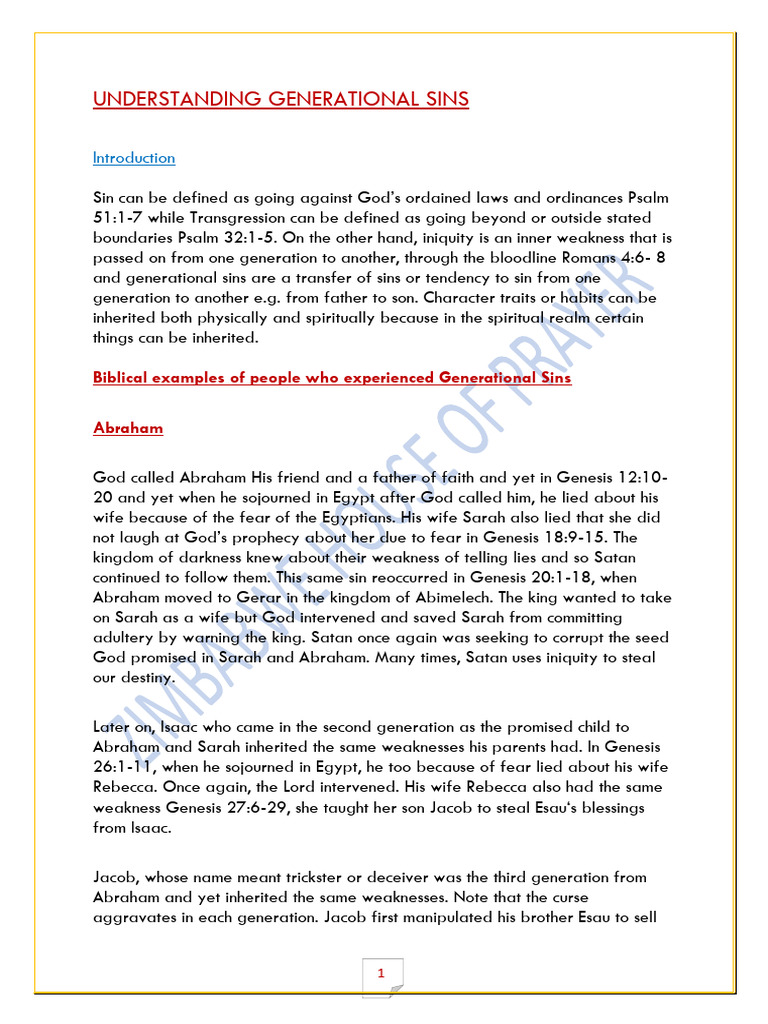 Generational Sins and Their Impact | PDF | Jacob | Books Of Samuel