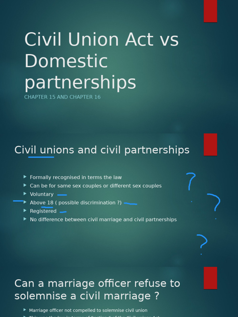 Civil Unions Lecture .PPTX 3 | PDF | Civil Union | Marriage