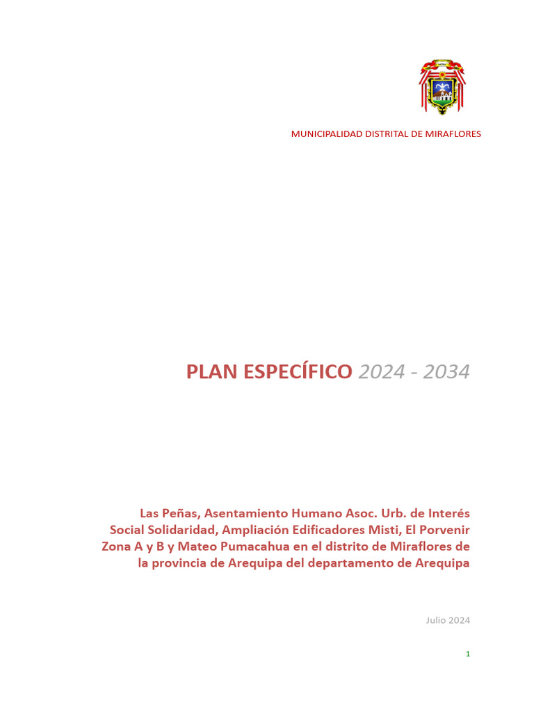 Plan Especifico de Las Penas 2024 | PDF | Planificación urbana | Riesgo