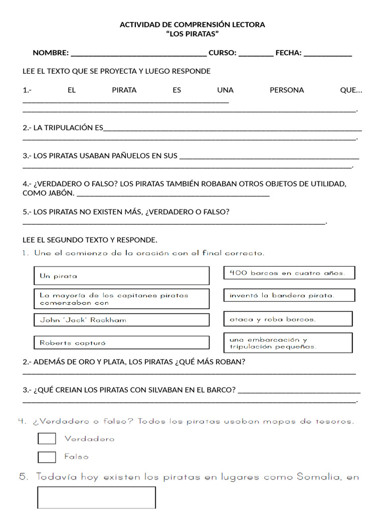 Actividad De Comprensión Lectora Pdf