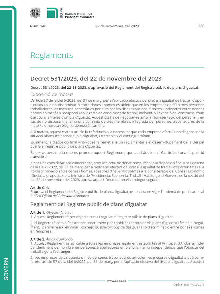 Reglament Plans D'igualtat | PDF