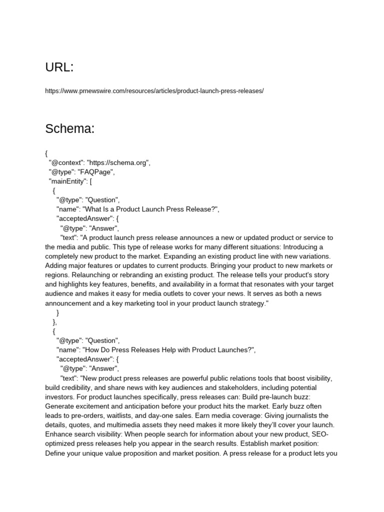 FAQ - Product Launch Press Releases - Format & Examples | PDF | New ...