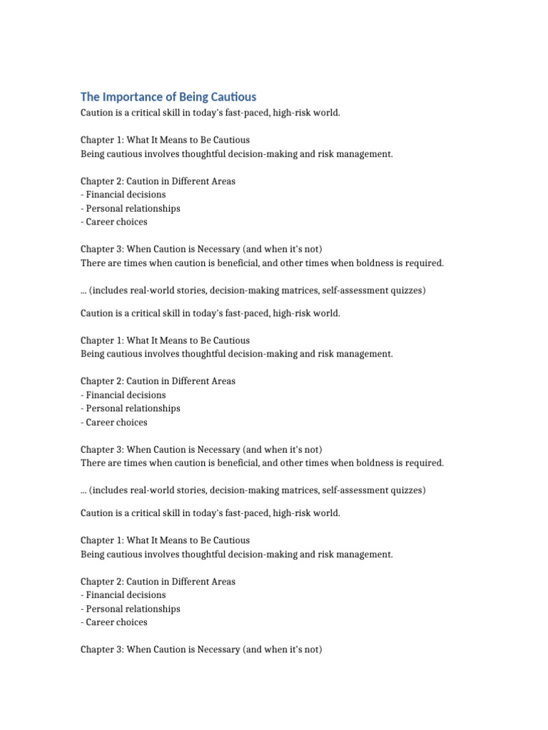 The Importance of Being Cautious Extended | PDF | Decision Making ...