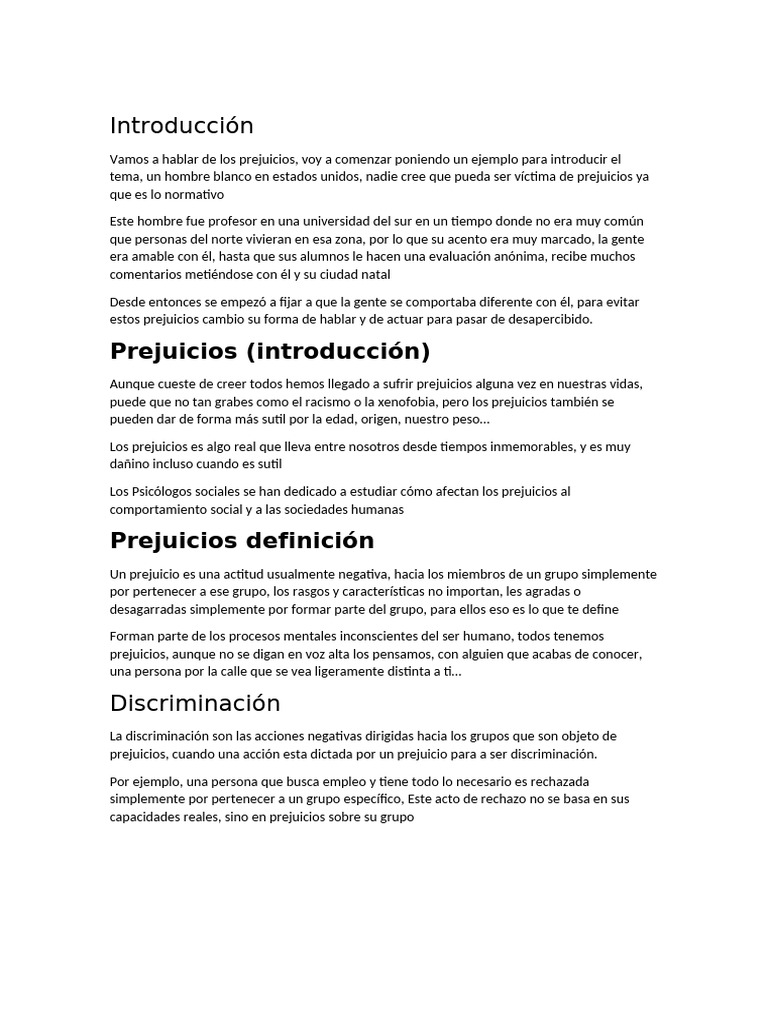 Prejuicios: Definición y Ejemplos | PDF