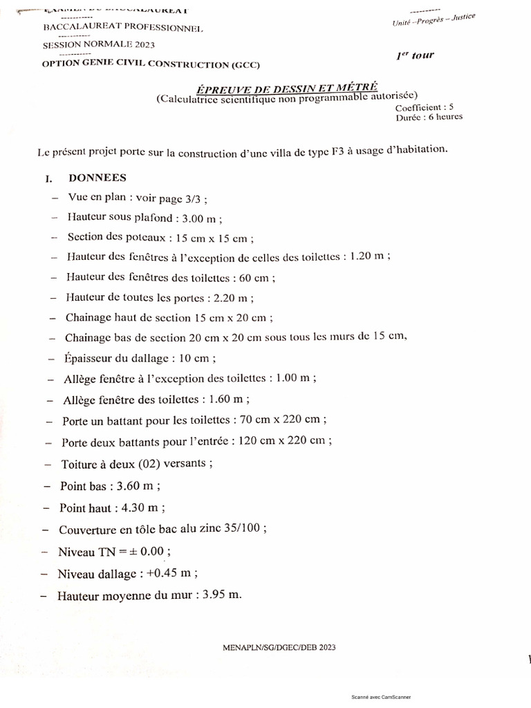 Sujet Dessin Métré 2023 1tour | PDF