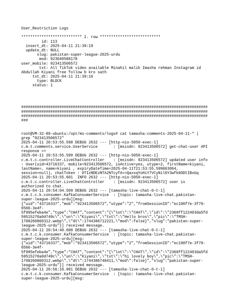 User Restriction Logs for PSL 2025 | PDF | Operating System Technology ...