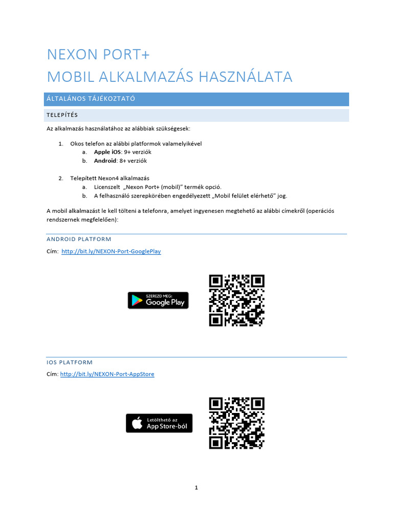 Útmutató NEXON Port+ MOBIL APP Tájékoztató Bérjegyzékkel | PDF