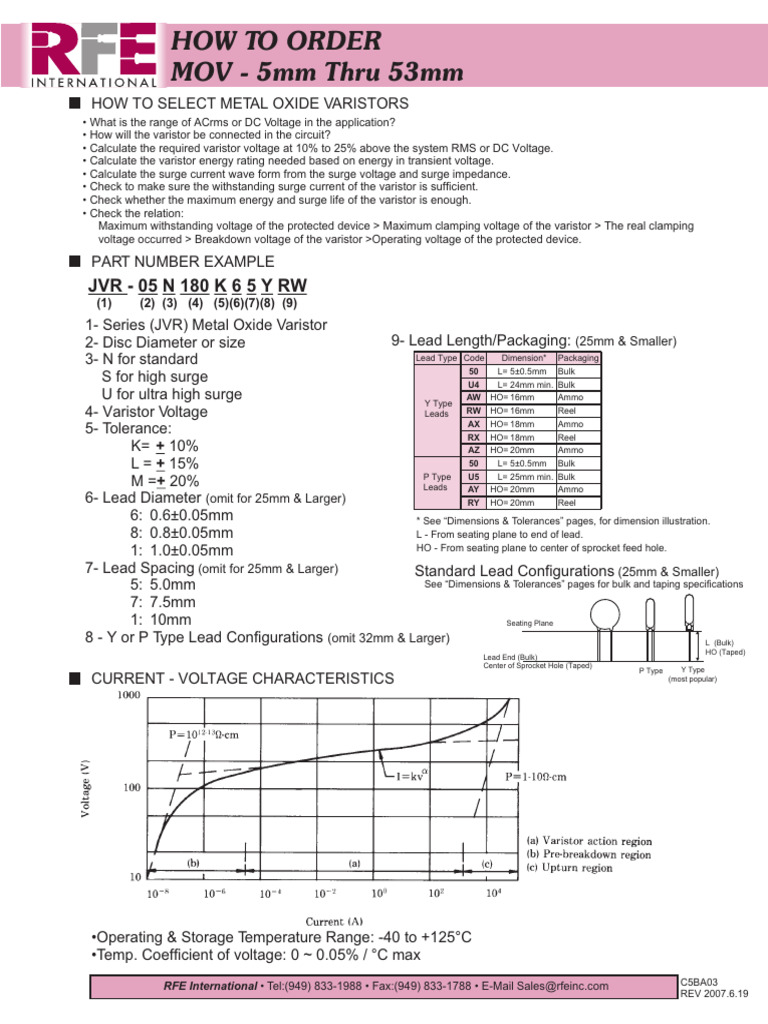 Varistor Selection Guide | PDF | Electronic Engineering | Electrical ...