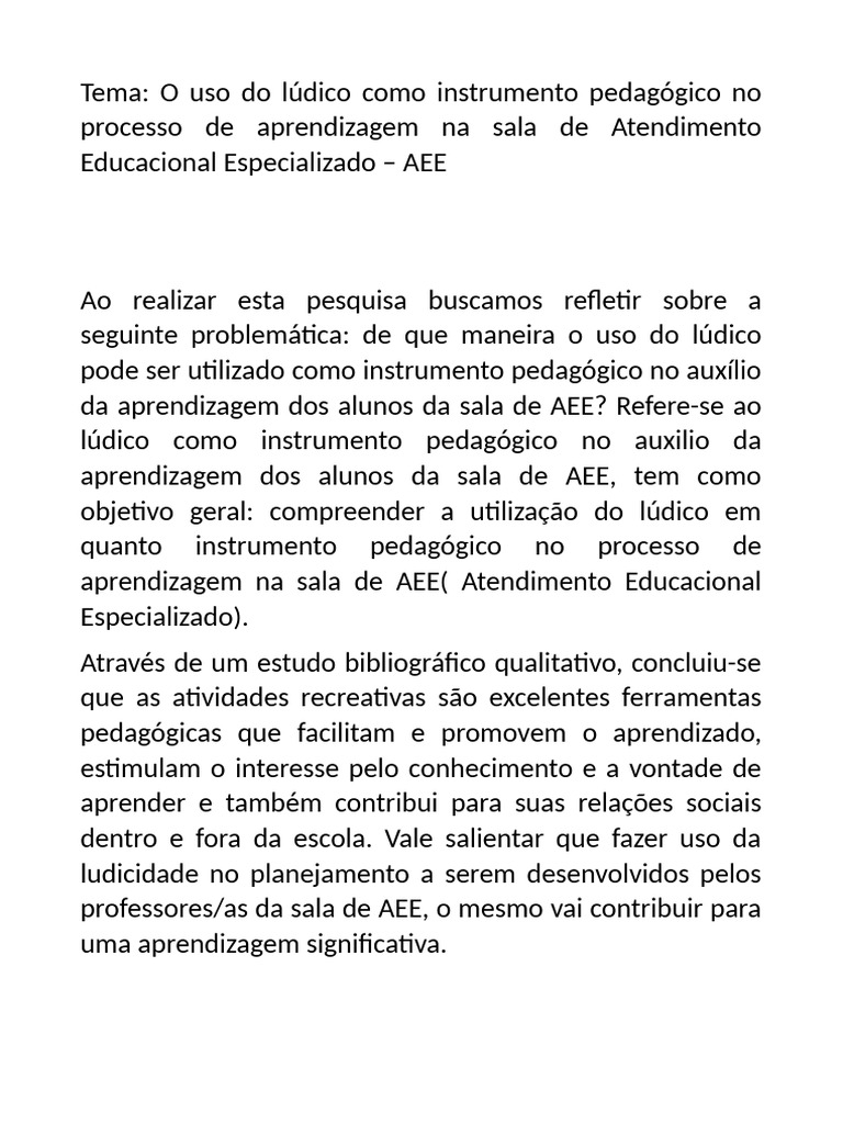 RESUMO - LÚDICO | PDF