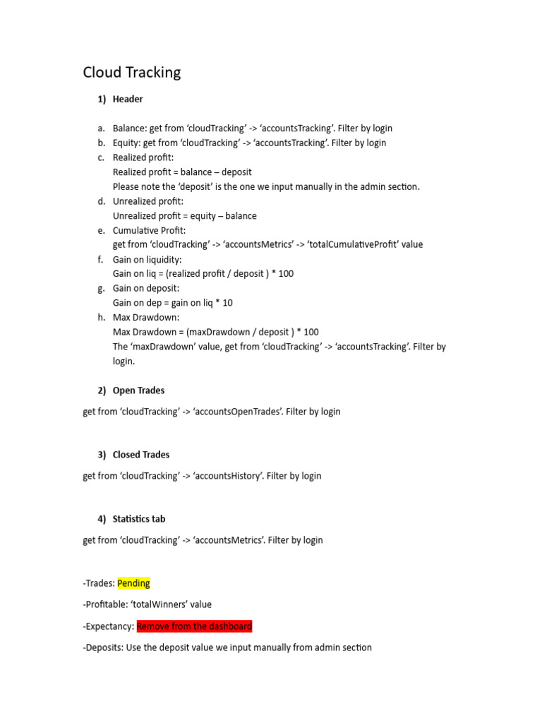 Cloud Tracking Documentation | PDF