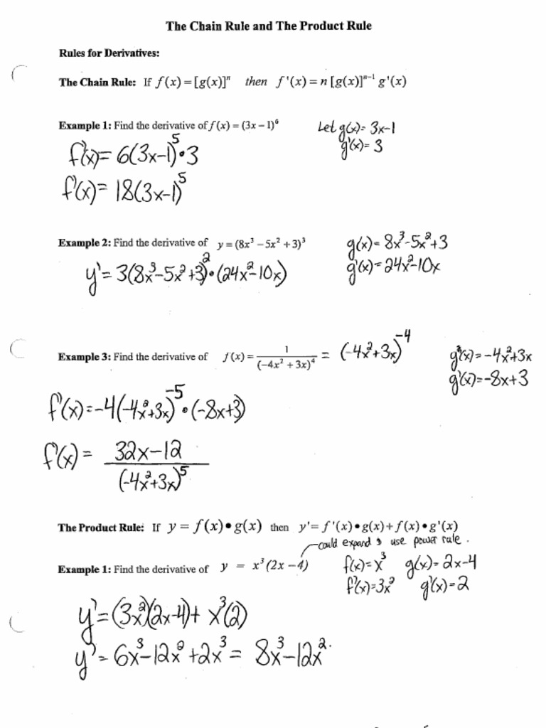 17-18 The Product Rule and The Chain Rule Day 17-18 | PDF