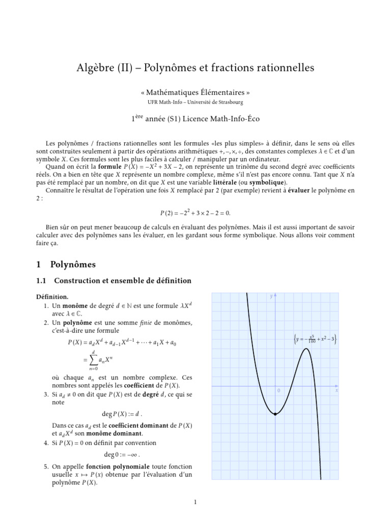 Introduction aux polynômes et monômes | PDF | Zéro d'une fonction ...