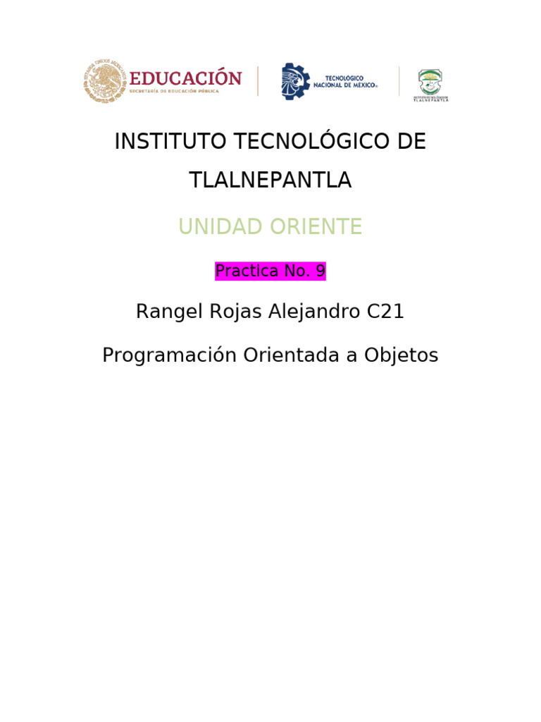 Practica 8 - Programacion Orientada A Objetos - Rangel Rojas Alejandro | PDF