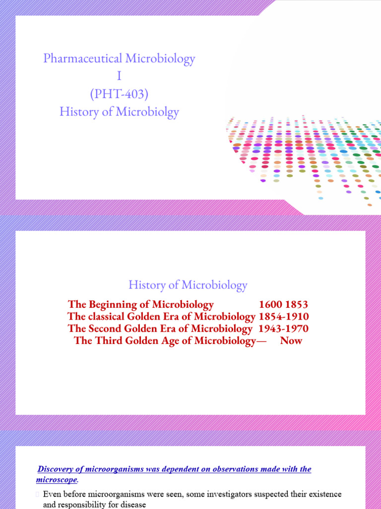 History of Microbiology Lecture #1 | PDF | Microbiology | Microscope