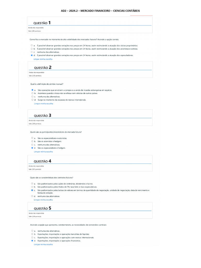 Ad2 - 2024.2 Mercado Financeiro | PDF