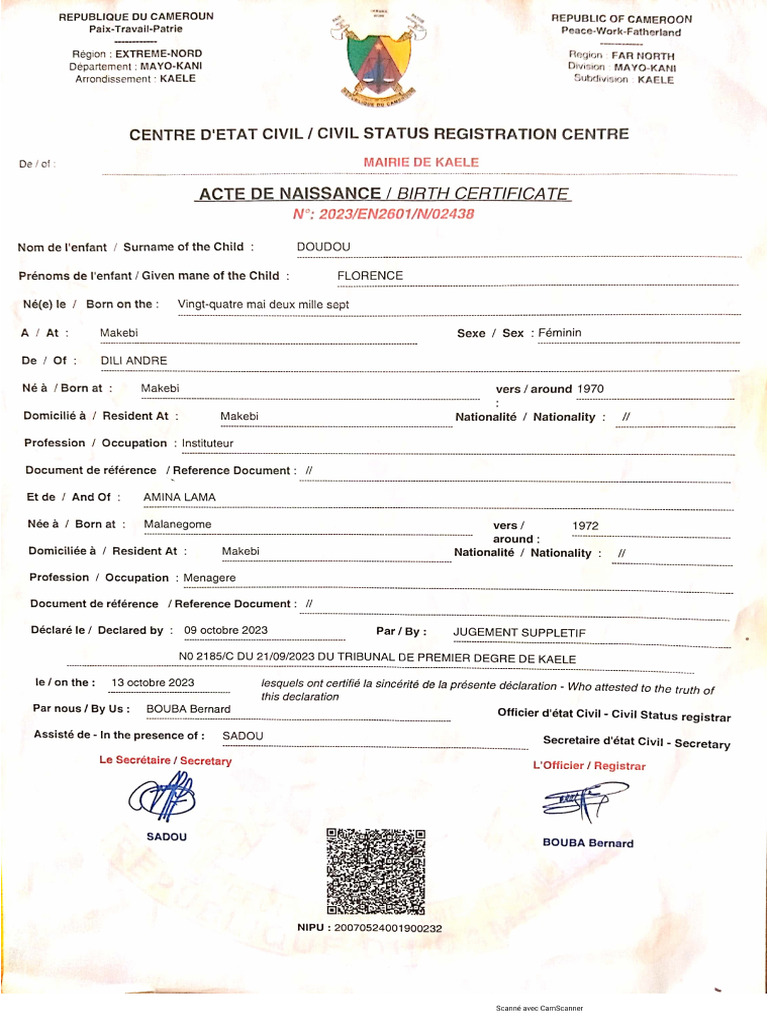 Birth Certificat | PDF