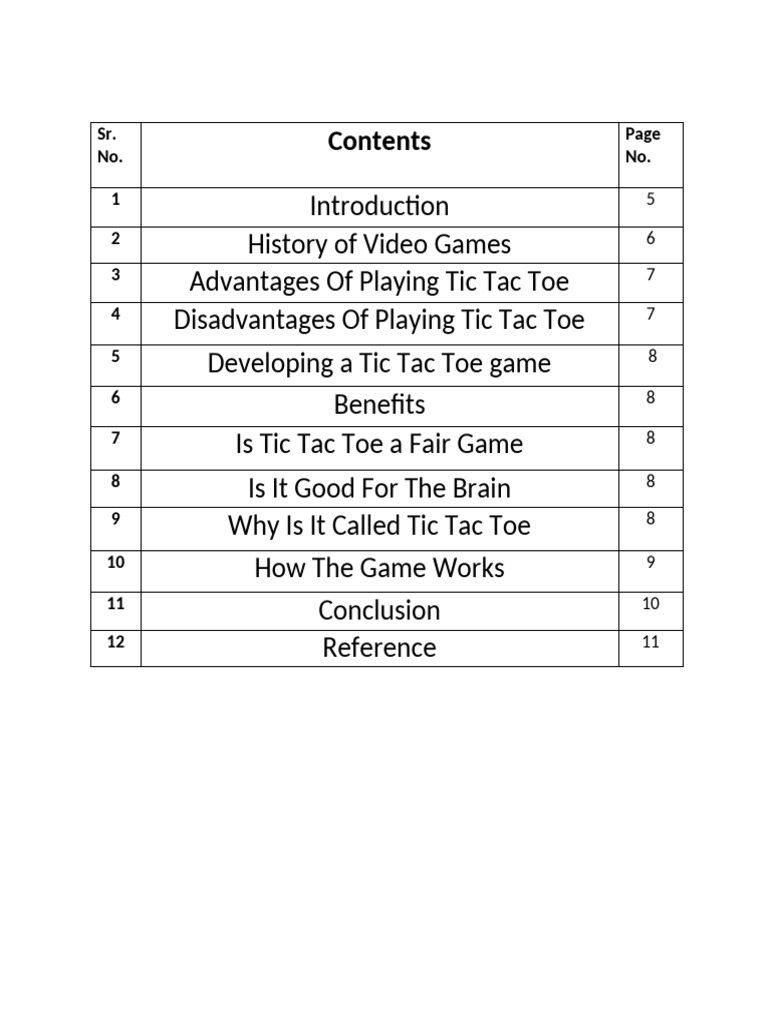 Tic Tac Toe: Benefits and Insights | PDF