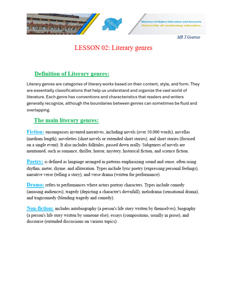 Overview of Literary Genres | PDF