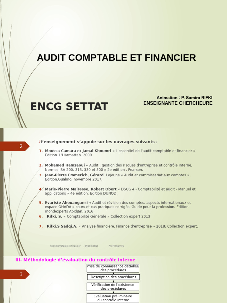 Audit Comptable Et Financier ENCGS | PDF | Audit | Audit financier