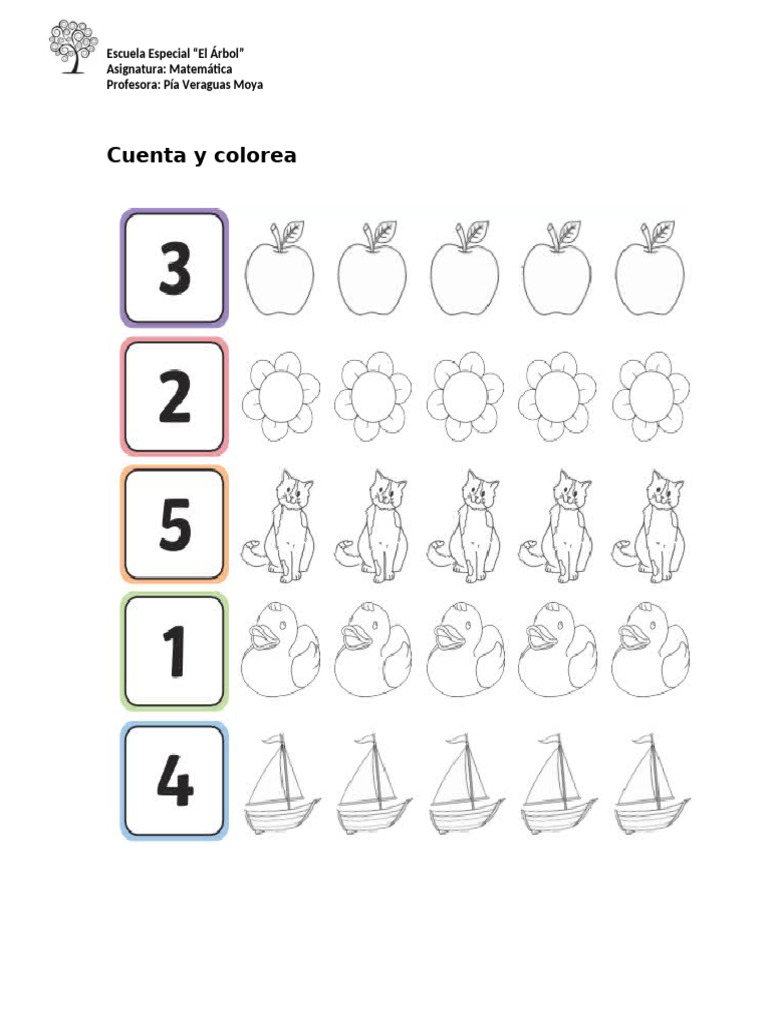 Números 1 Al 10 Cuenta y Colorea 1° Básico | PDF
