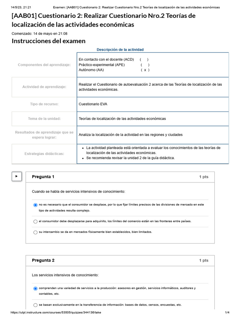 Examen_ [AAB01] Cuestionario 2_ Realizar Cuestionario Nro.2 Teorías de localización de las ...