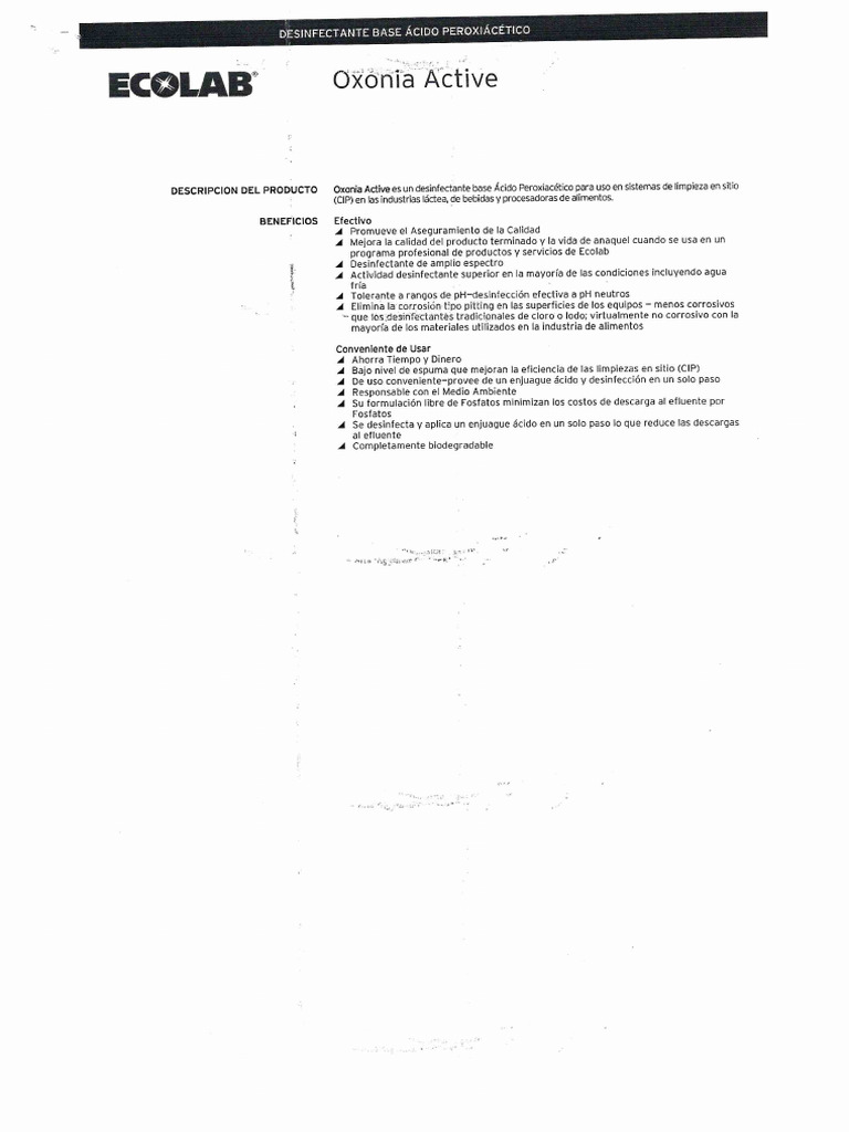 Hoja de Seguridad Oxonia | PDF