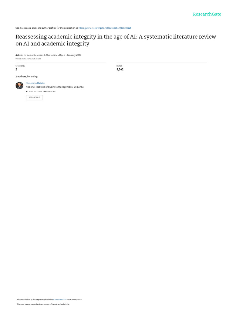 Reassessing academic integrity in the age of AI A systematic literature ...