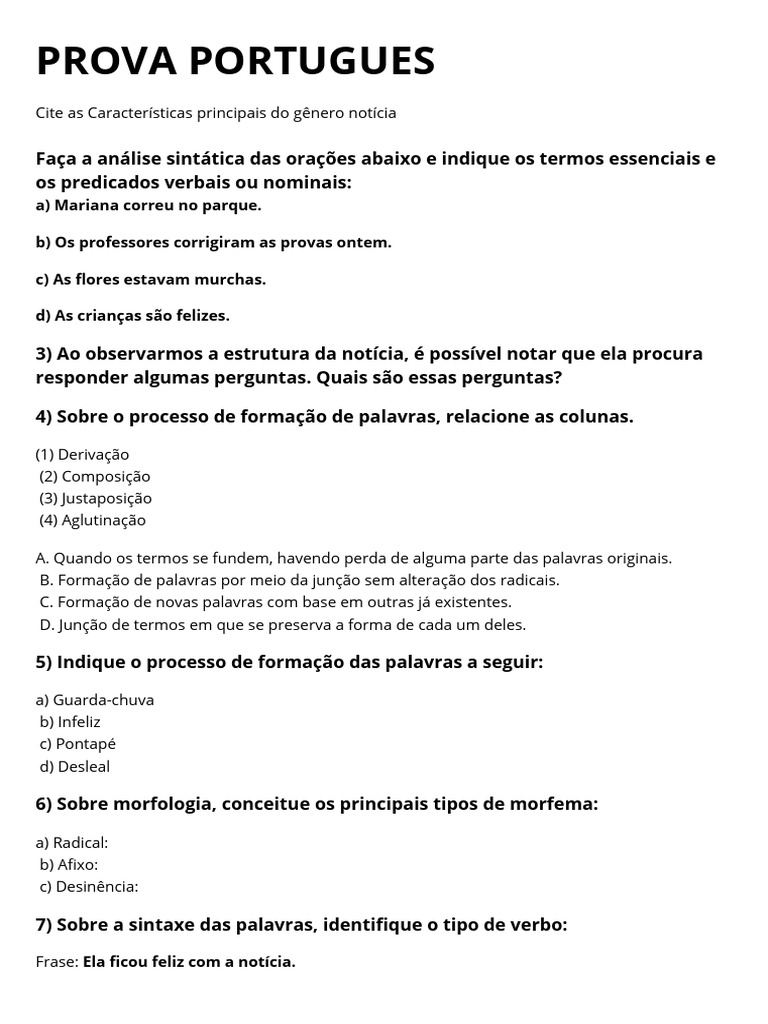 Prova Portugues | PDF