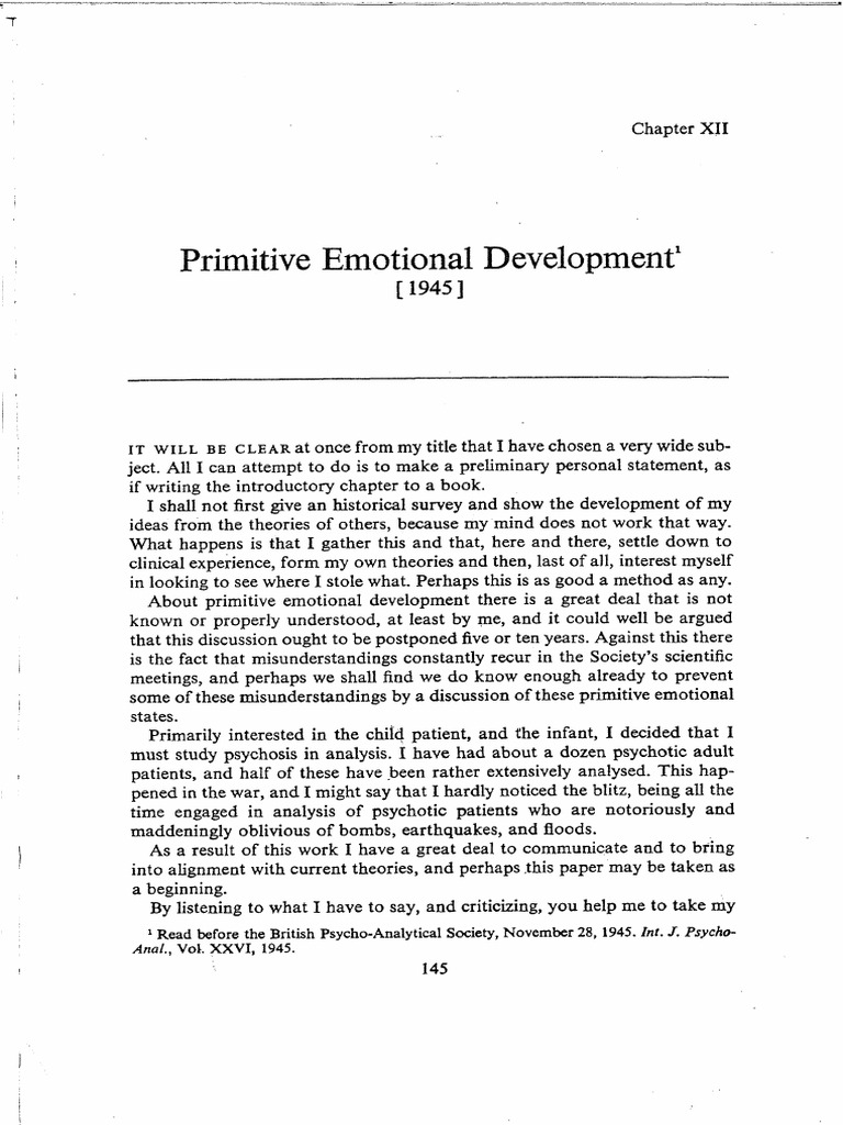 Primitive Emotional Development | PDF